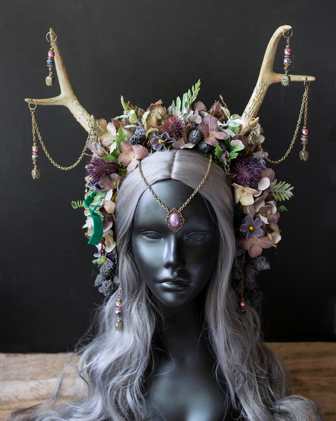 Purple Faun Antler Headdress, Purple Horned Headdress Faun Costume ...