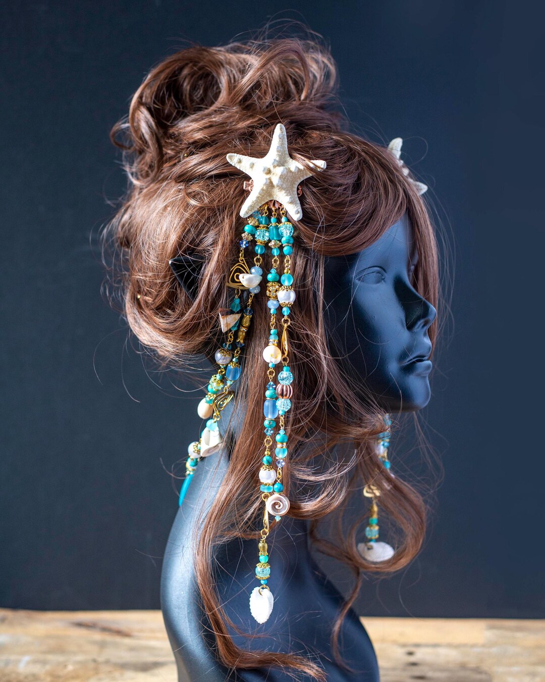 Mermaid Beaded Headpiece: Sea Glass & Shell Hair Accessory - Etsy