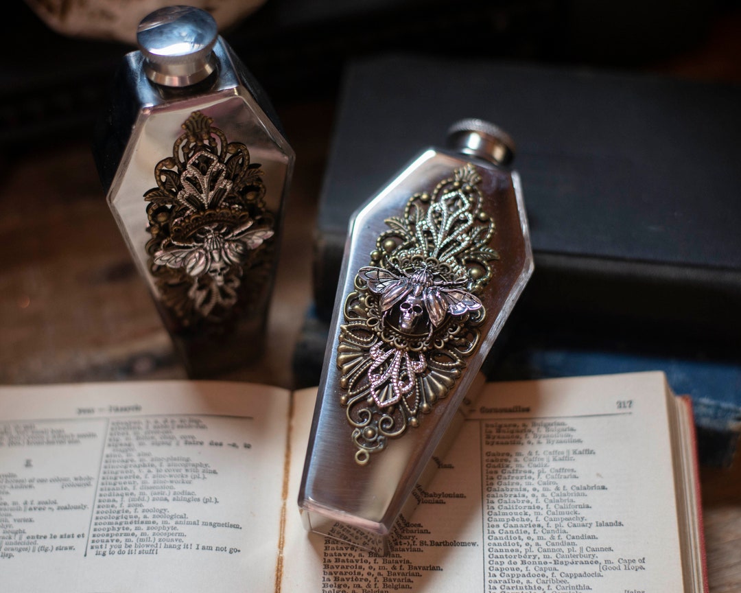 Coffin Flask, Deaths Head Moth Flask, Vampire Flask, Gothic Coffin ...