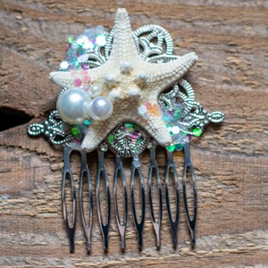 Magical Mermaid Shell Hair Comb With Pearls and Starfish, Mermaid ...