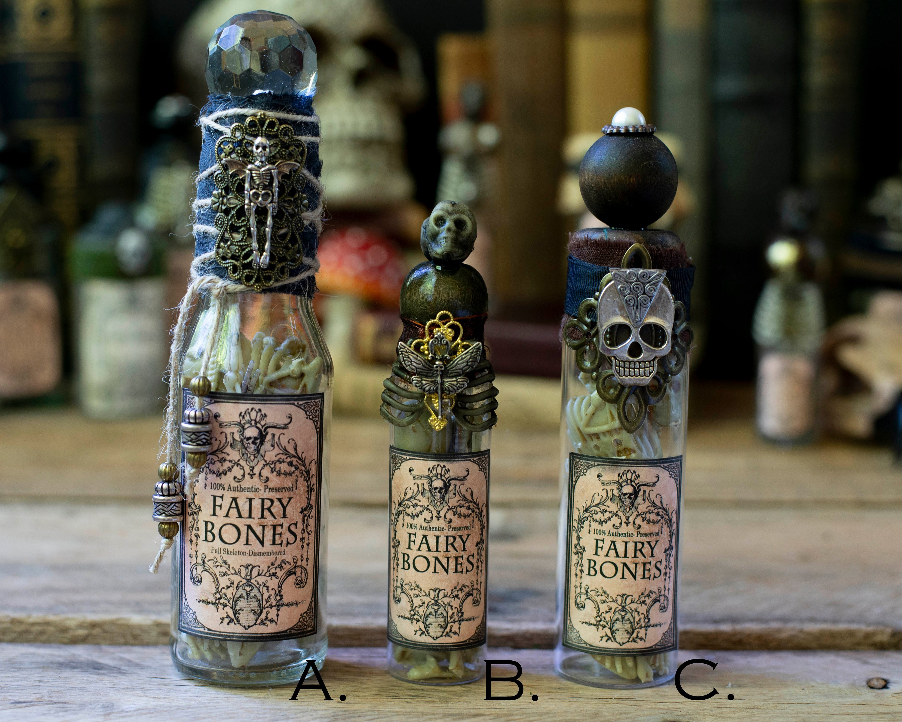 Fairy Bones Potion Bottle: Halloween Apothecary Jar, Faux Taxidermy ...