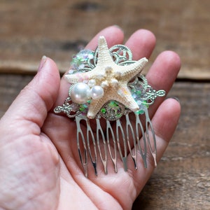 Magical Mermaid Shell Hair Comb With Pearls and Starfish, Mermaid ...