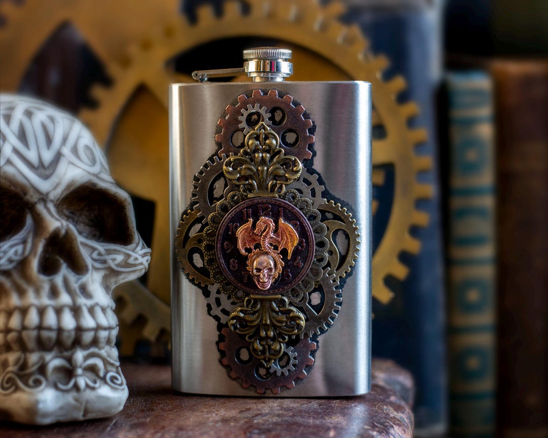 Steampunk Dragon Flask, Steampunk Wedding Gifts, Unique Gifts for Men ...