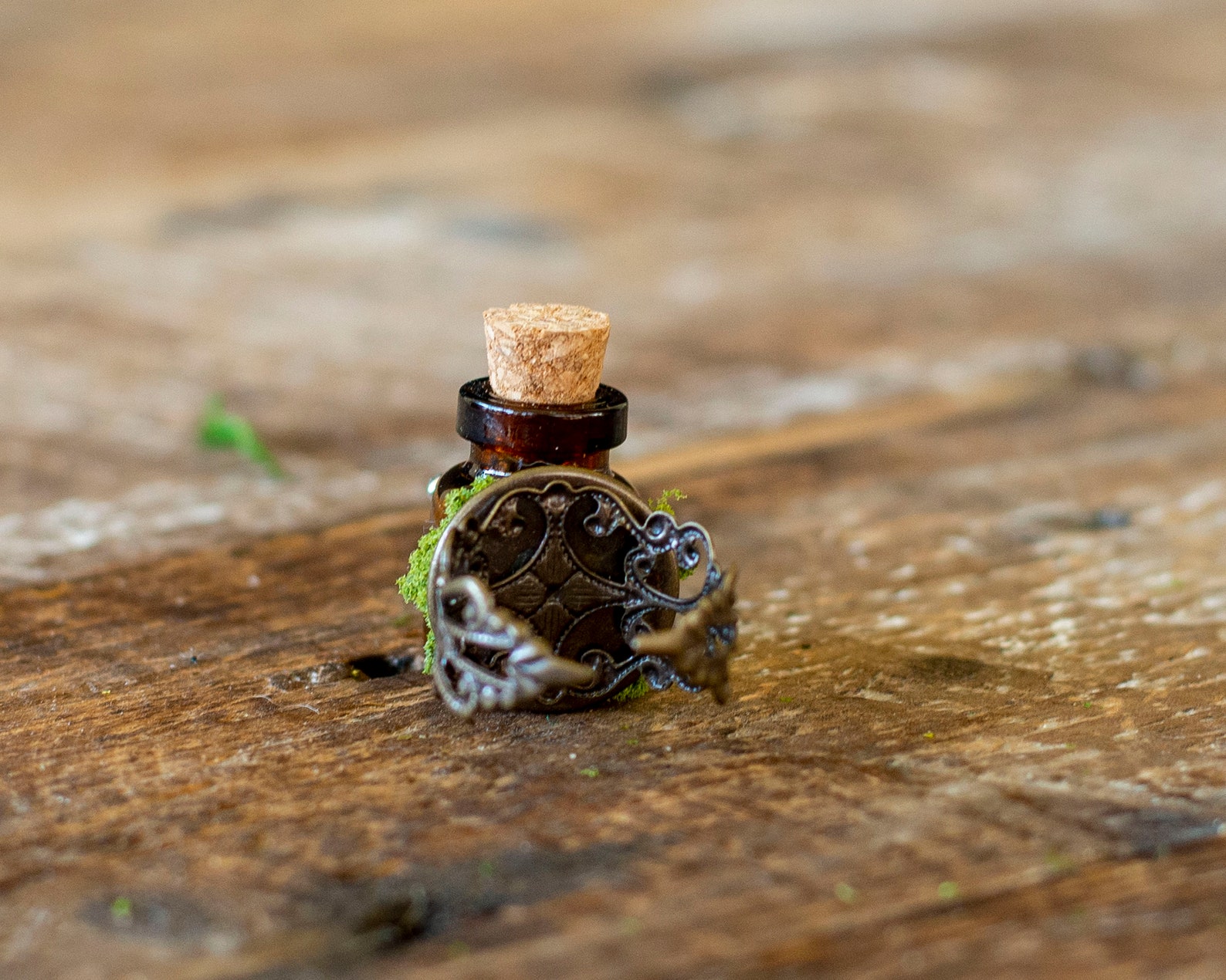 Mushroom Potion Bottle Ring Moss and Mushroom Ring Fairycore - Etsy