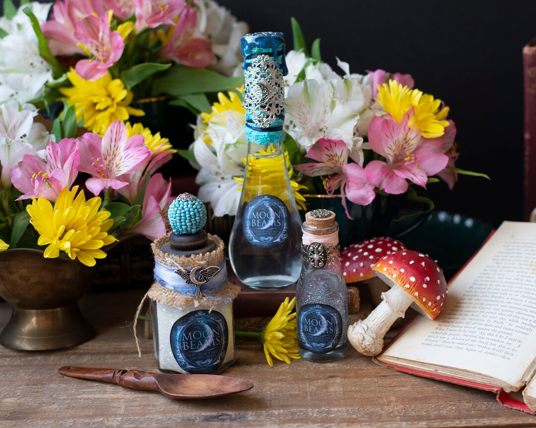 Moon Beams Magic Potion Bottle, Altar Decor, Bookcase Decor, Halloween ...