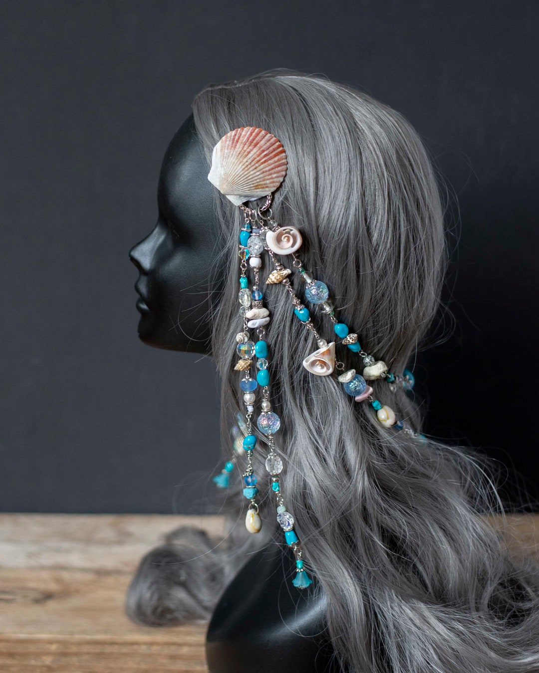 Aqua Blue Mermaid Headpiece, Mermaid Costume, Mermaid Shells, Beach ...