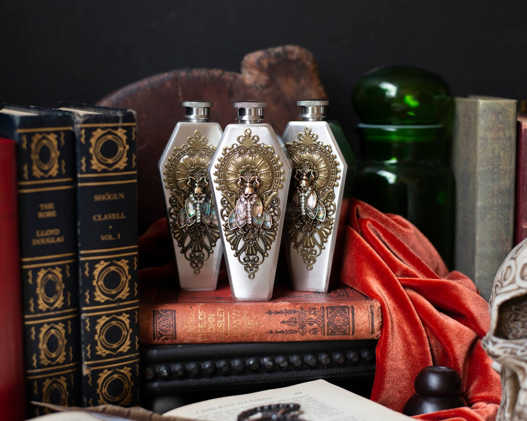 Scarab Beetle Coffin Flask, Gothic Flask, Coffin Bottle, Scarab Potion ...