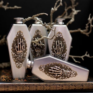 Rhinestone Skeleton Coffin Flask, Halloween Potion Bottle, Coffin Shaped Bottle, Coffin Flask ...