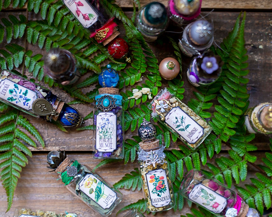 Botanical Specimen Bottles, Flower Potion Bottles, Collectable Art ...