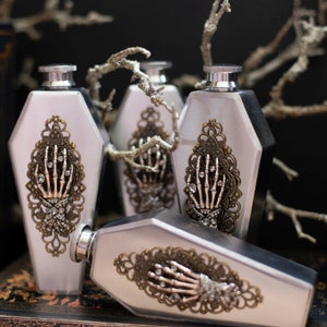 Rhinestone Skeleton Coffin Flask, Halloween Potion Bottle, Coffin Shaped Bottle, Coffin Flask ...