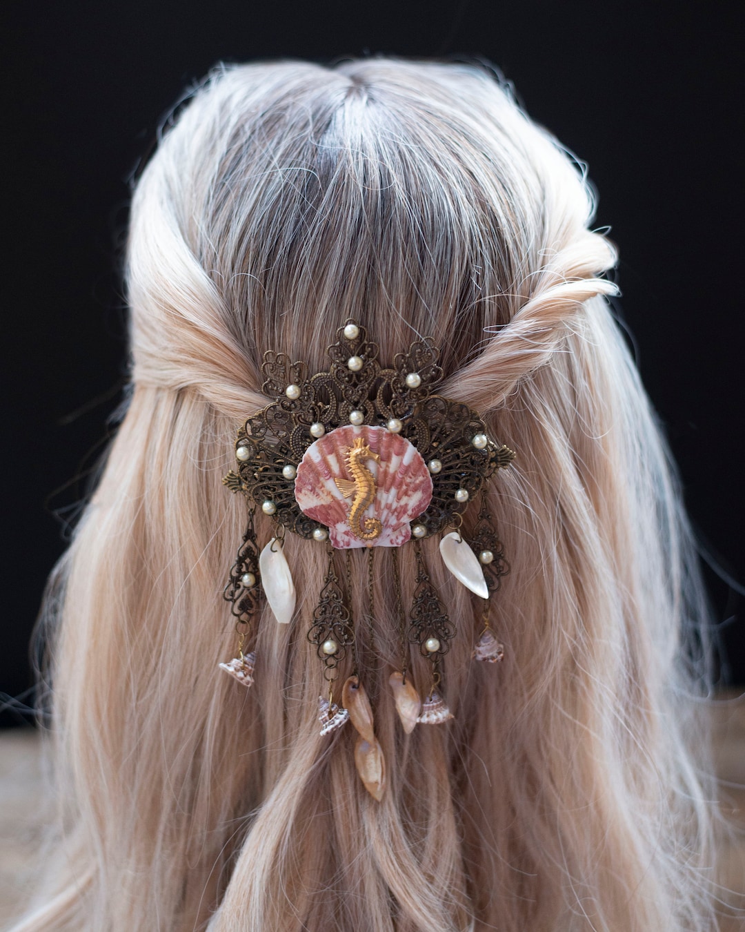 Seahorse Mermaid Barrette Shell Hair Clip Sea Shell - Etsy