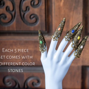 Set of Rainbow Nail Claws, Finger Claws, Metal Claws, Claw Glove, Elven ...