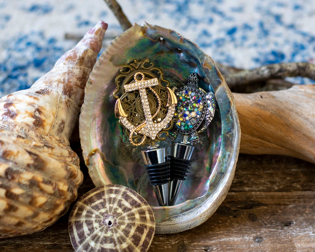 Beach Themed Wine Stopper, Sea Turtle Wine Stopper, Boat Anchor Wine ...