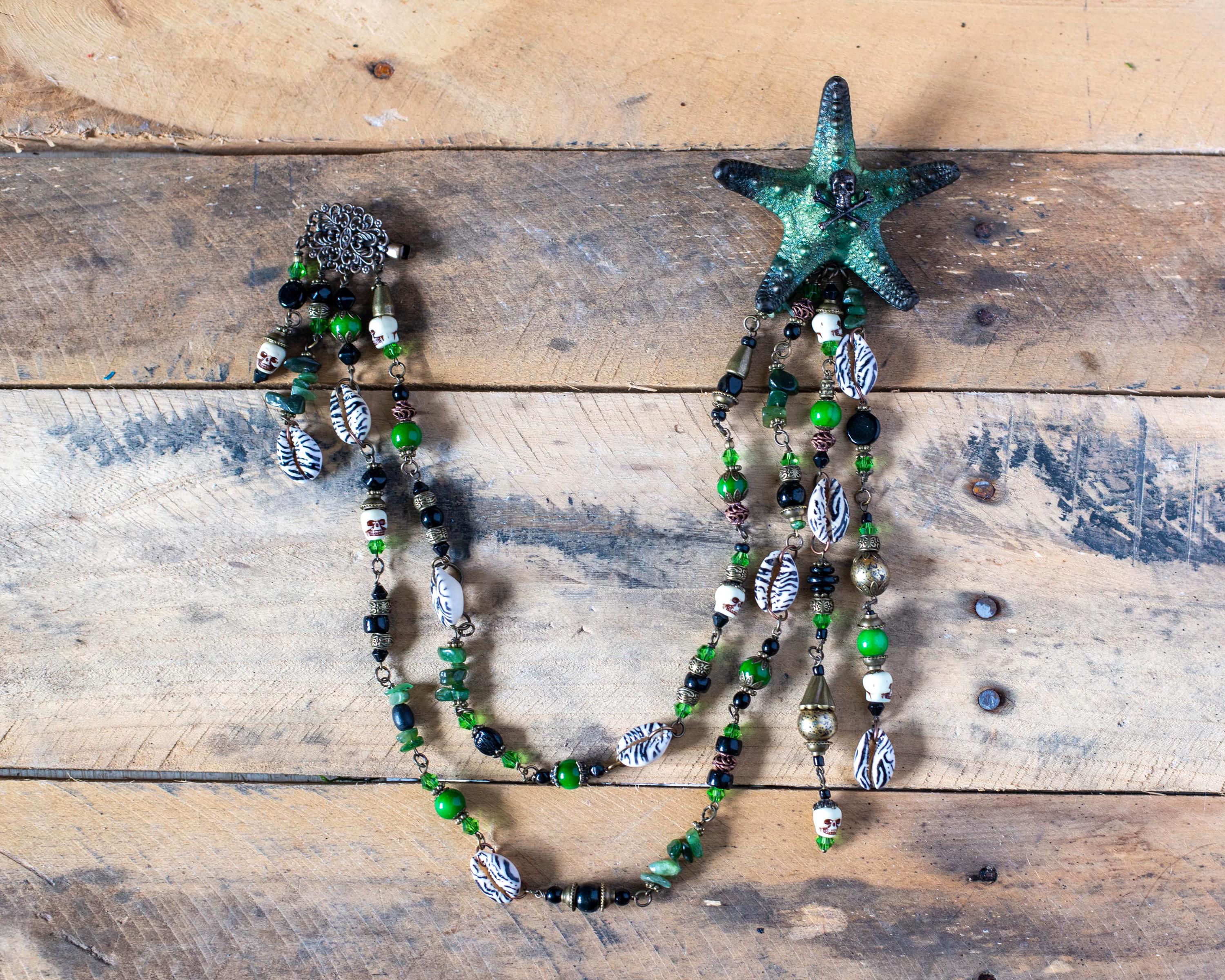 Dark Mermaid Beaded Headpiece, Starfish Siren Crown, Pirate Costume Hat ...