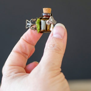 Mushroom Potion Bottle Ring, Moss and Mushroom Ring, Fairycore Jewelry ...