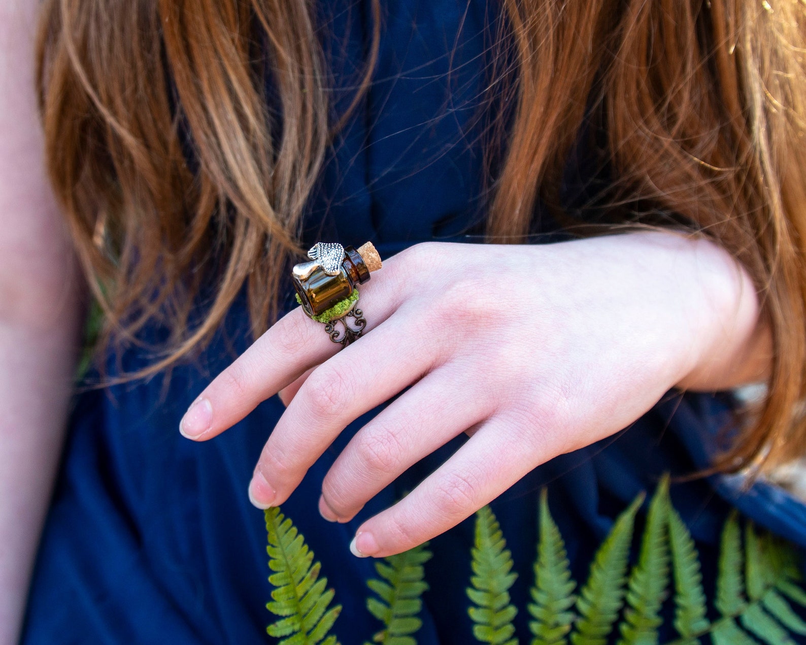 Mushroom Potion Bottle Ring Moss and Mushroom Ring Fairycore - Etsy