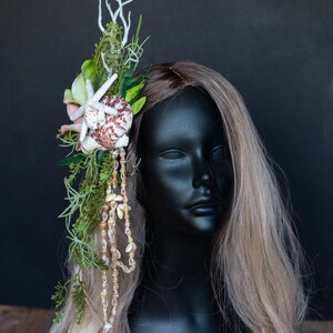 Tropical Mermaid Hair Clip, Siren Headpiece With Real Shells and Silk ...