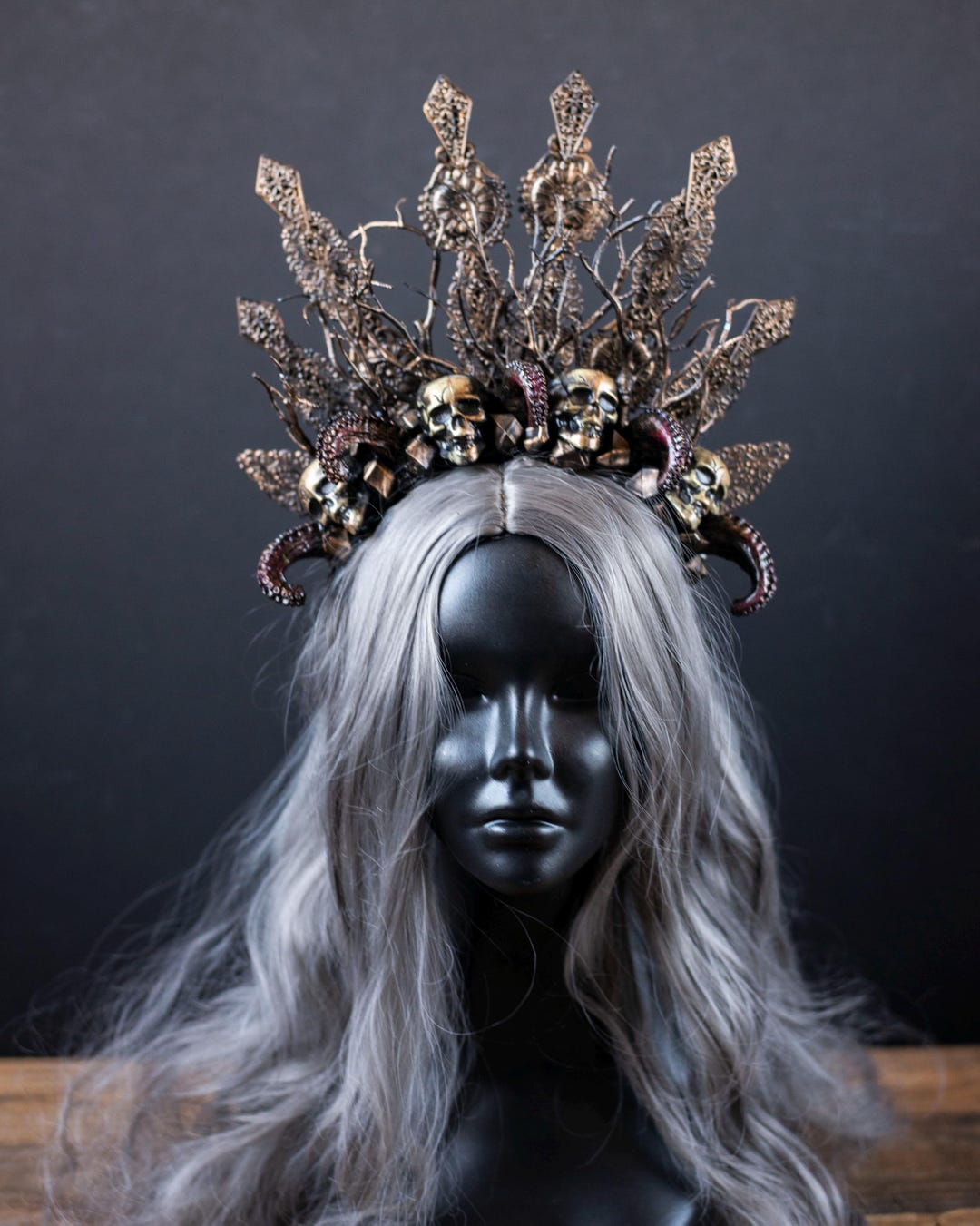 Dark Siren Skull Crown – One-of-a-kind Sea Queen Headdress With Skulls ...