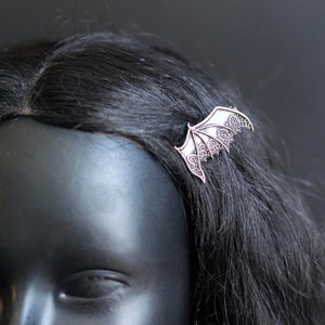 Antique Silver Gothic Bat Wing Hair Clips, Vampire Costume, Witch ...