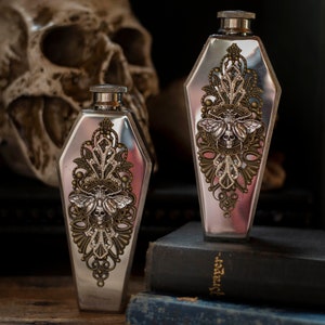 Coffin Flask, Deaths Head Moth Flask, Vampire Flask, Gothic Coffin ...