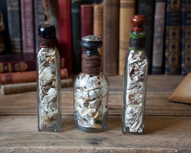 Broken Promises Potion Bottle: Gothic Book Page Art for a Curiosity ...