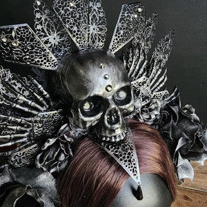 Silver Skull Halo Crown Black Crown for Dark Fairy Costume - Etsy
