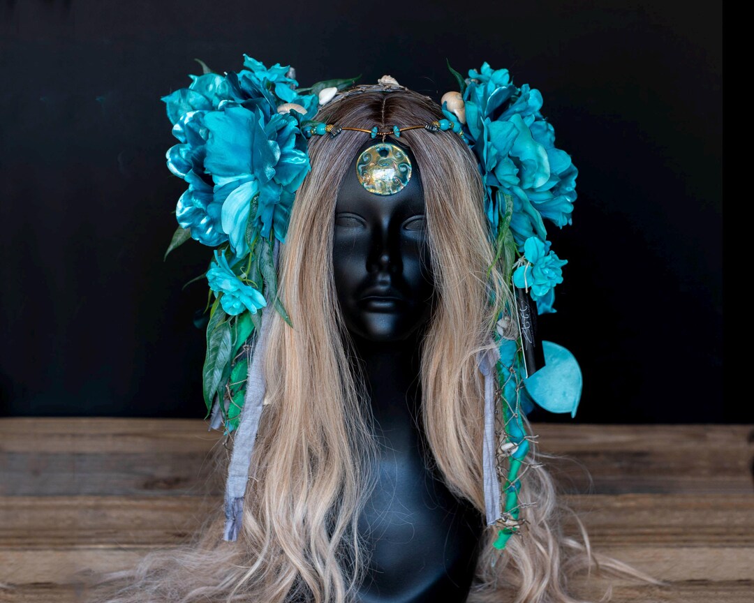 Blue Mermaid Headdress, Shell Crown, Mermaid Costume, Mermaid Crown ...