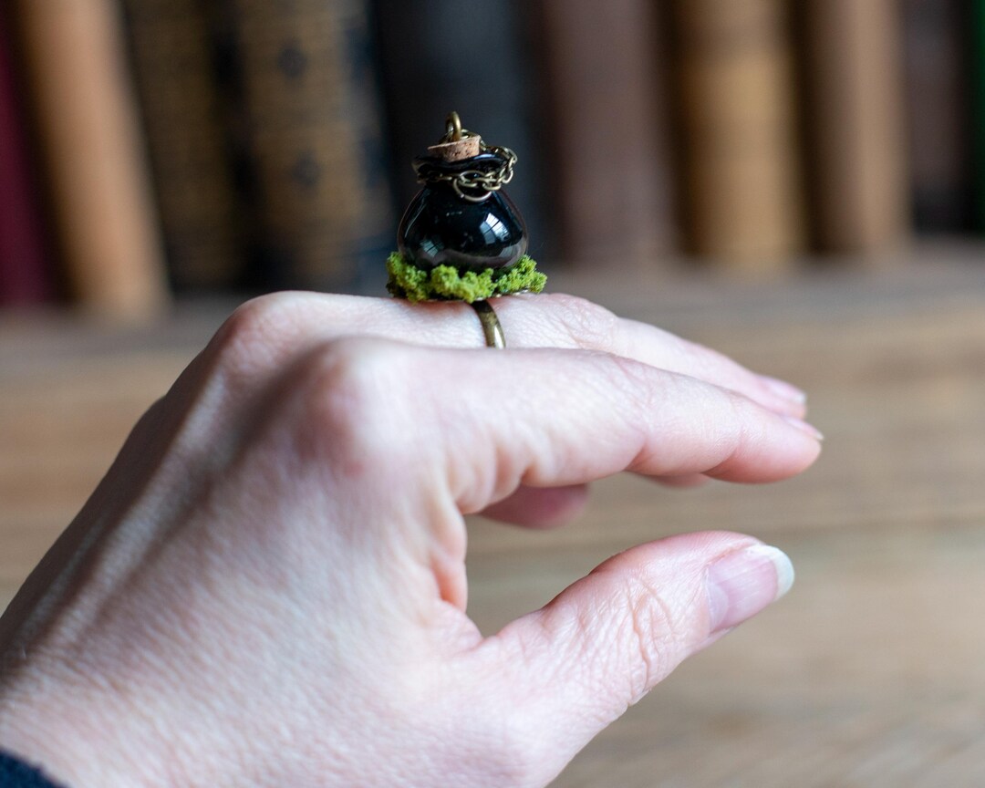 Mini Potion Bottle Ring: Adjustable Bronze Band, Fairy Costume Jewelry ...