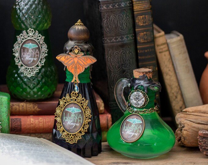 Luna Moth Magic Potion Bottle - Vintage Glass - Handmade Color Changing ...