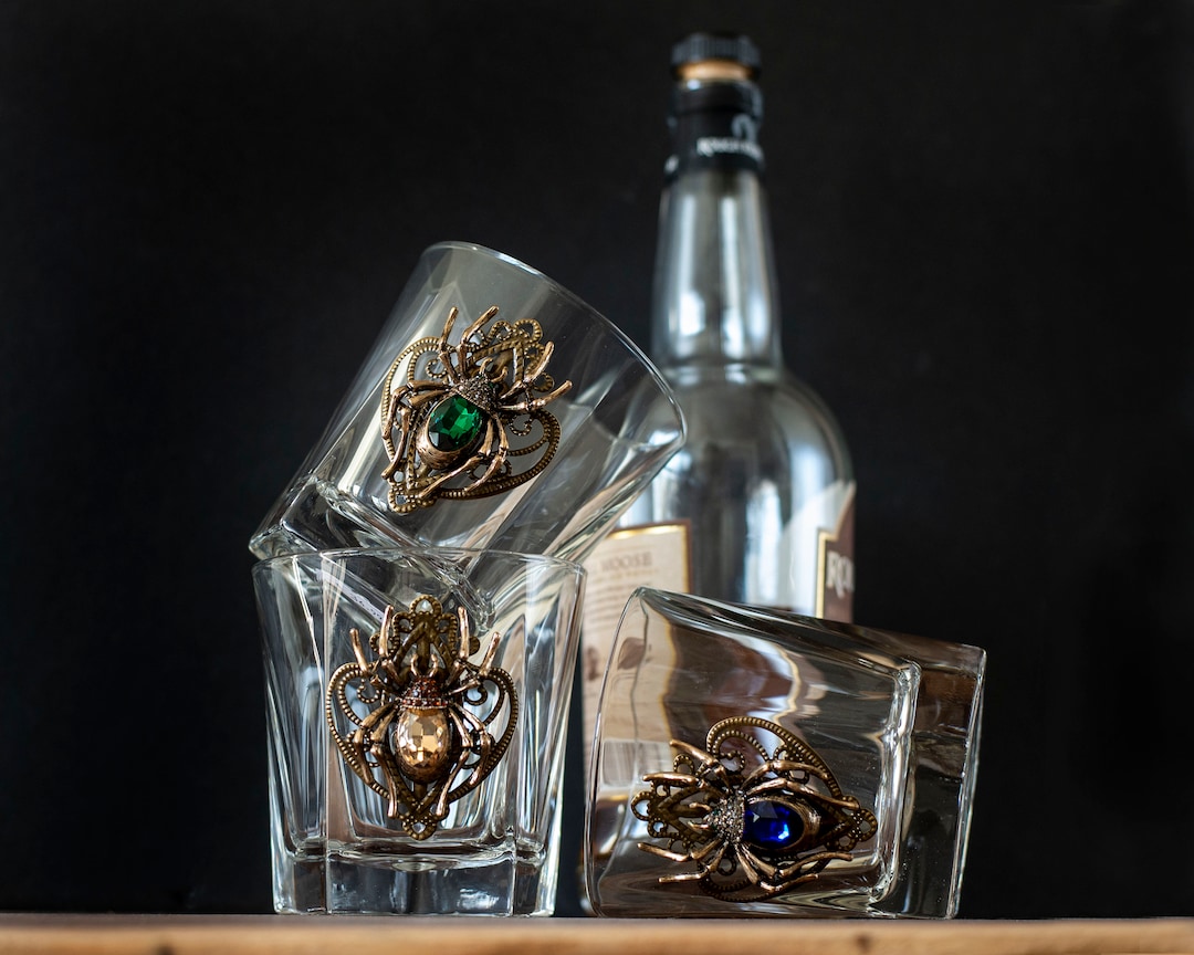 Rhinestone Spider Drinking Glass, Spider Whiskey Glasses, Cocktail ...