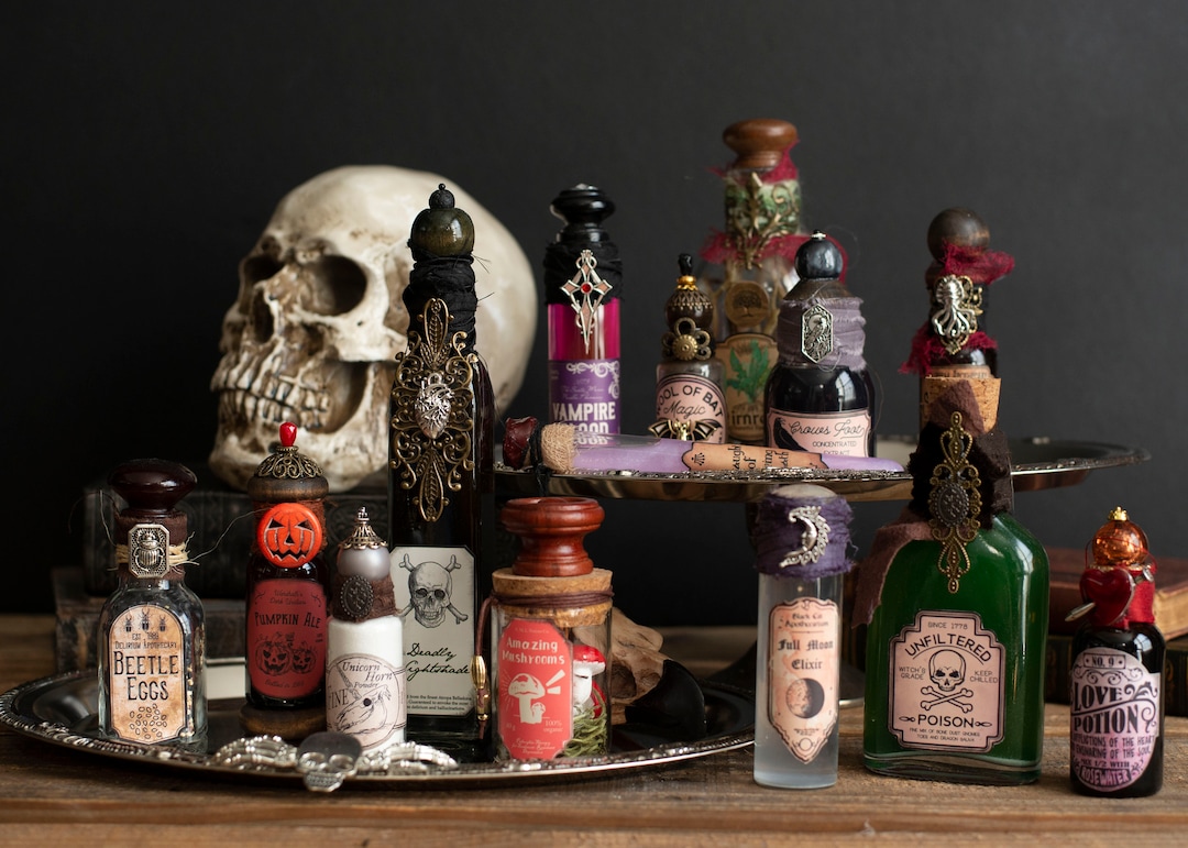 Halloween Potion Bottle: Altered Glass, Witch & Wizard Decor - Etsy