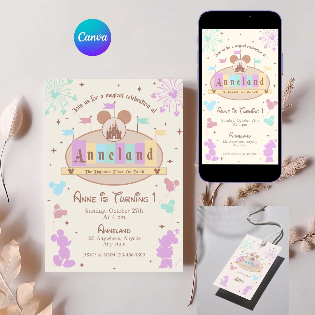 Mouse Birthday Invitation, Mouse Theme Invite, Editable Template ...