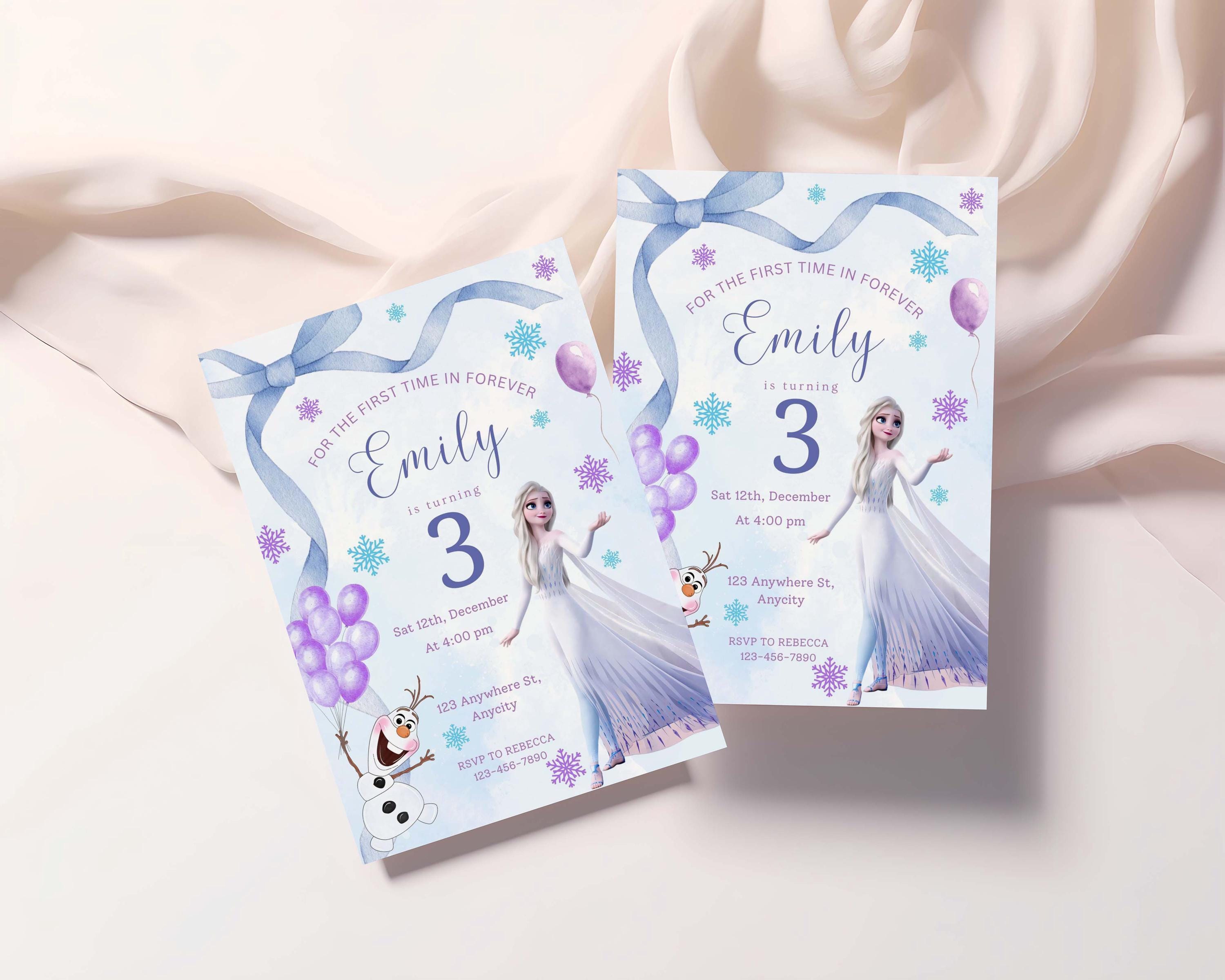 Ice Princess Birthday Invitation, Princess Party Invite, Watercolor 3rd ...