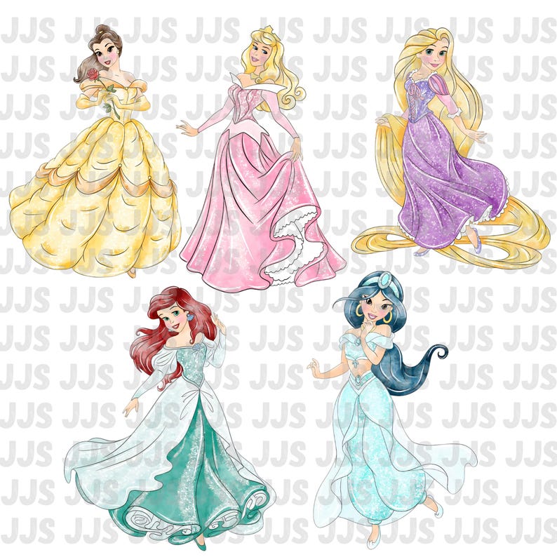 Watercolor Princess Clipart Bundle PNG, Princess Png, Princess Graphics ...