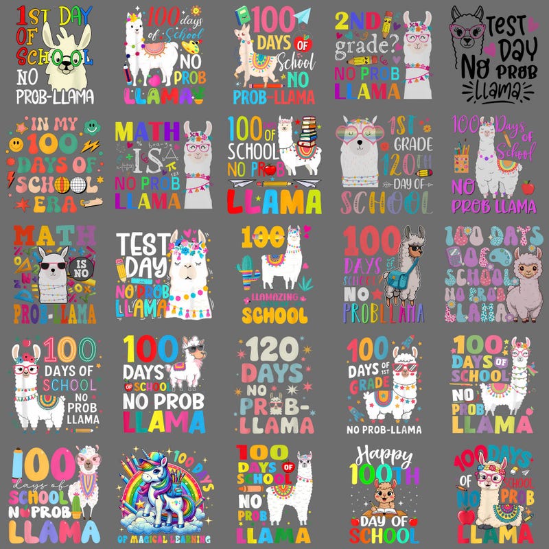 Llamas 100 Days of School - Etsy