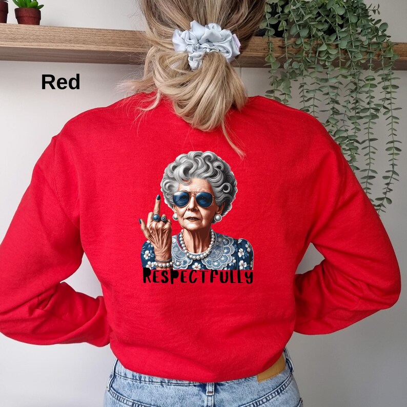 Respectfully Middle Finger Retro Back Print Sweatshirt & Hoodie: Retro Feminist Bold Sweatshirt ...