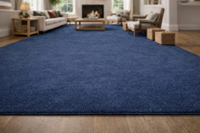 Handcrafted Navy Blue Area Rug | Modern Minimalist Style - Etsy