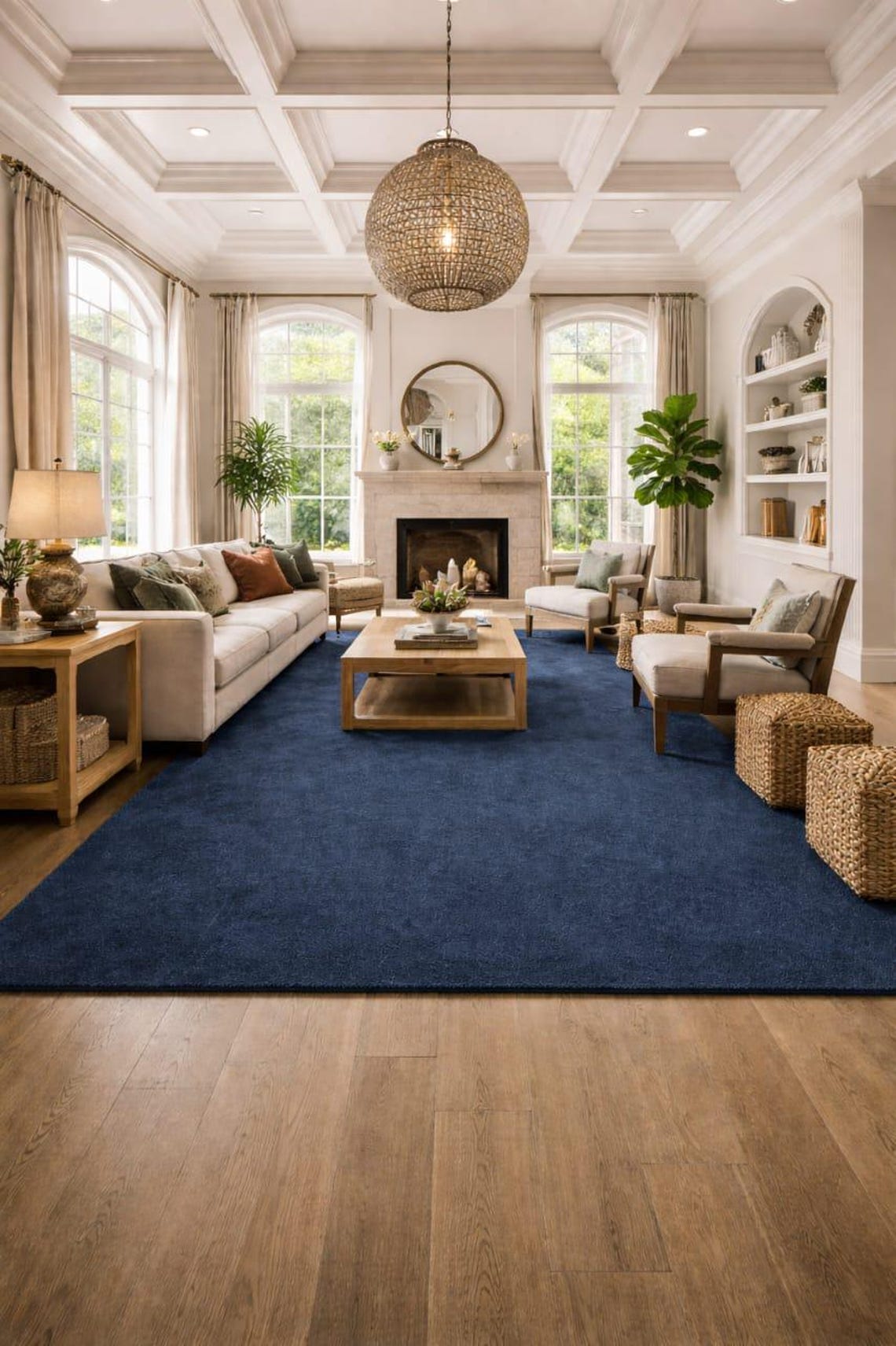 Handcrafted Navy Blue Area Rug | Modern Minimalist Style - Etsy