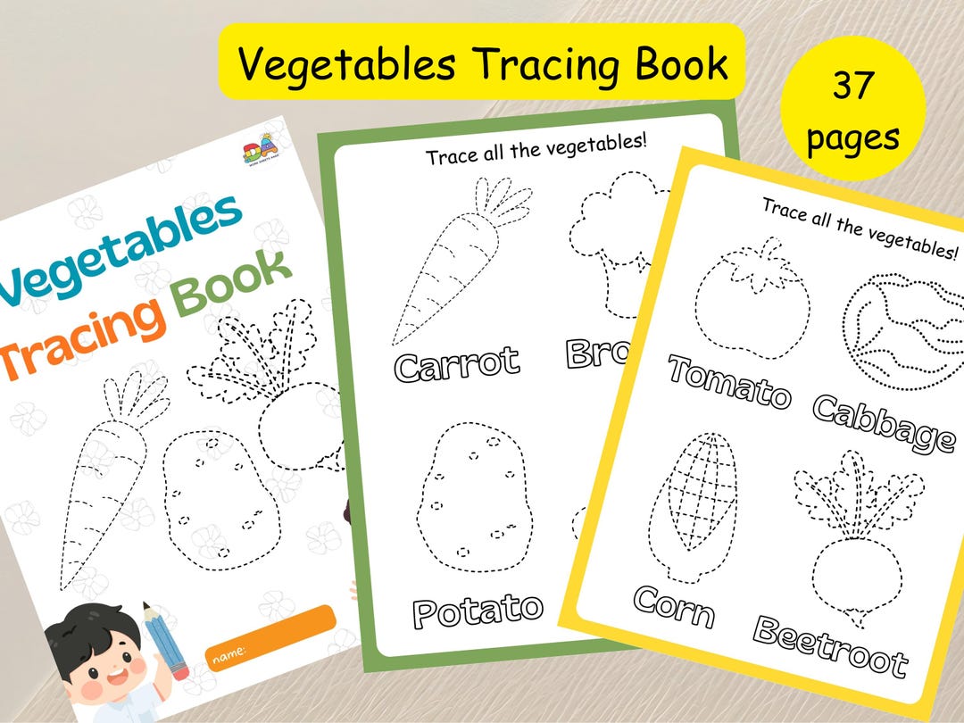 Vegetables Tracing Worksheets for Kids | Fun Vegetable Coloring ...