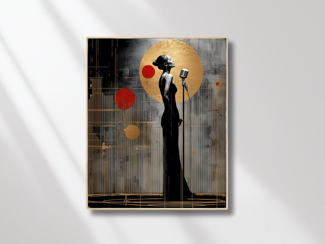 Jazz Singer Wall Art, Gold Circle Stage Print Digital Download - Etsy