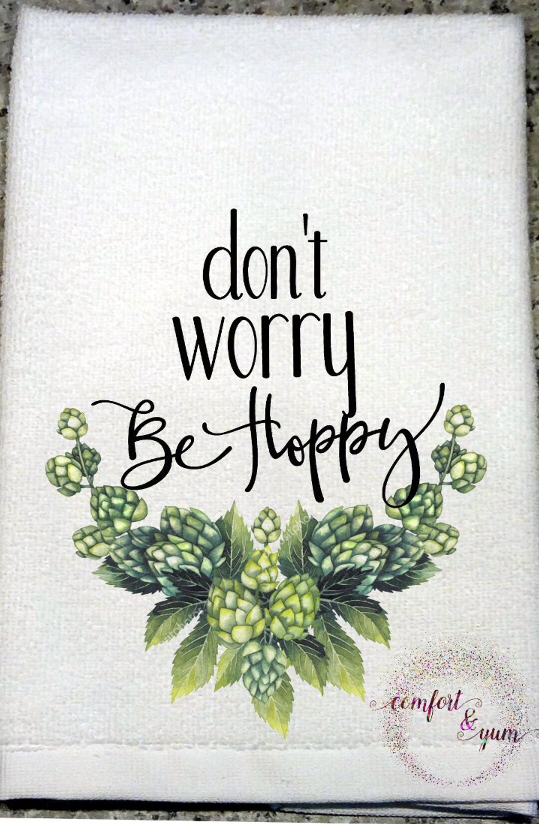 Don't Worry Be Hoppy Watercolor Beer Towel Brewing - Etsy