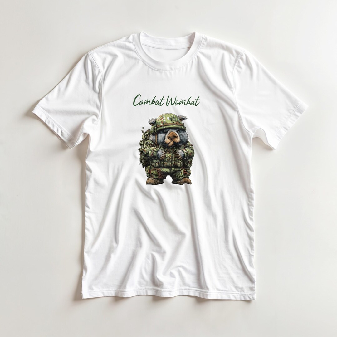 Funny Combat Wombat T-shirt – Military Wombat Design, Heavyweight ...