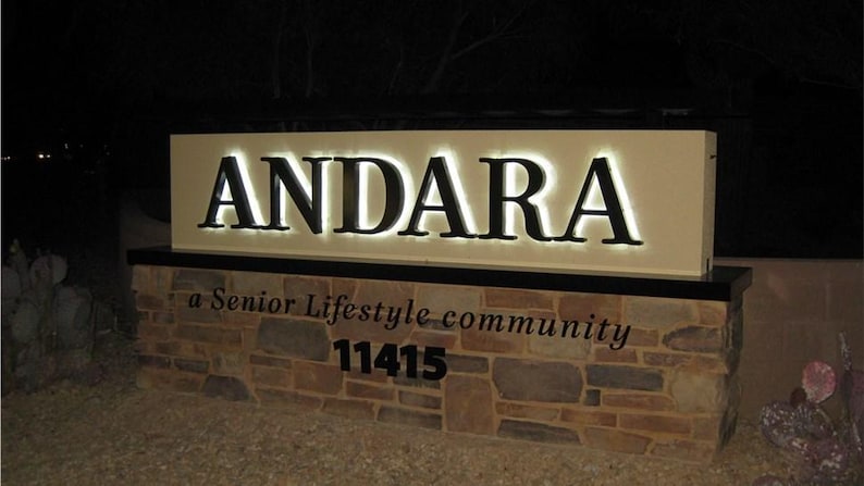 Custom Monument Sign for Business Entrance, Ground Mounted Outdoor Sign ...