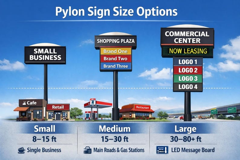 Custom Pylon Sign for Business, Outdoor Commercial Signage, High ...