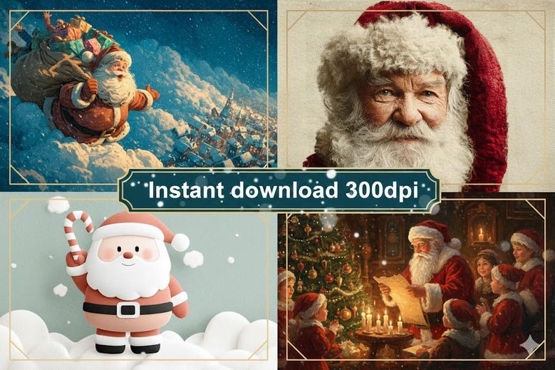 Santa Claus Clipart Bundle | Christmas Digital Download 300dpi ...