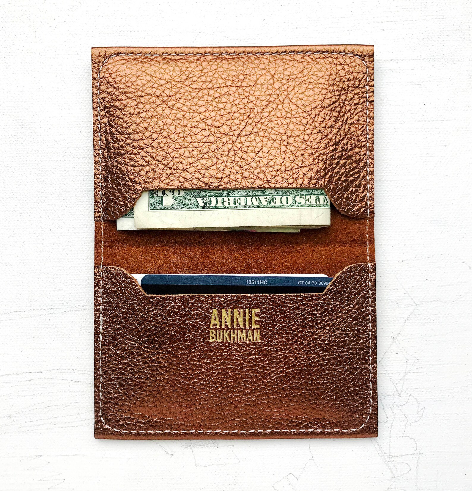 Leather Fold Wallet. Leather Card Case. Metallic Wallet. | Etsy