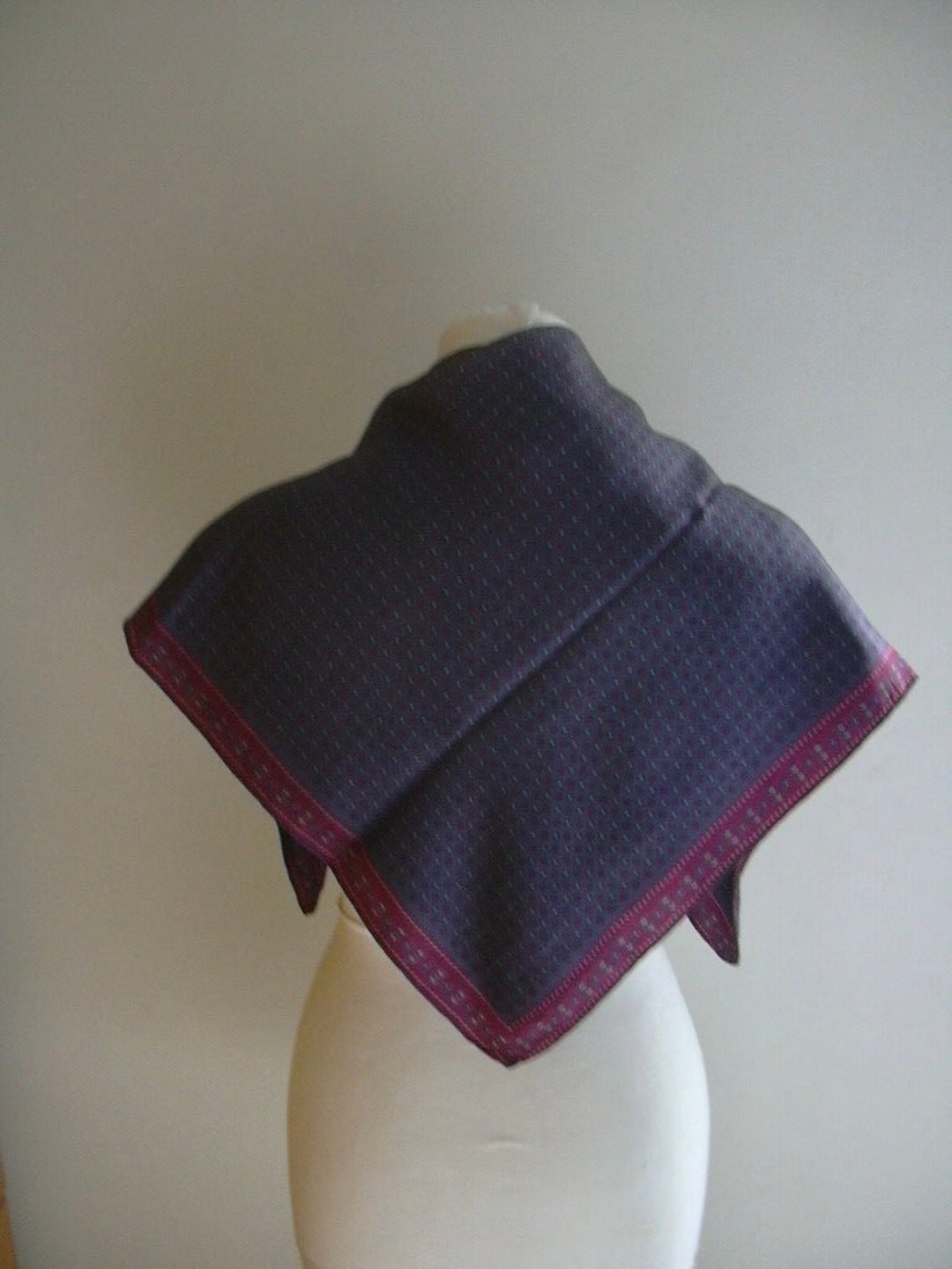 Vintage Geometric Shapes Slate Blue Raspberry Red Silk Scarf - Etsy