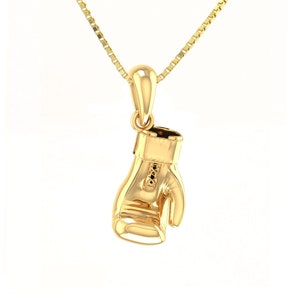 Boxing Glove Pendant 14k Solid Gold Necklace Boxers Gift - Etsy