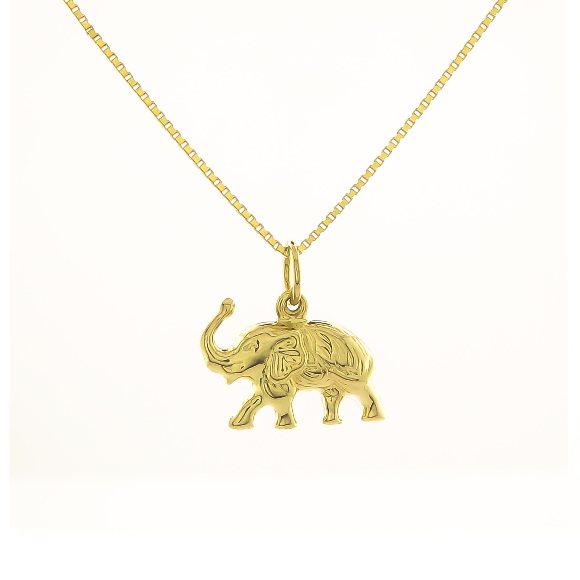 Elephant Necklace 14k Gold Chain Necklace Gold Elephant, 14k Yellow ...