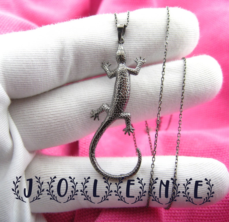 Sterling Silver Lizard Necklace Lizard Pendant - Etsy